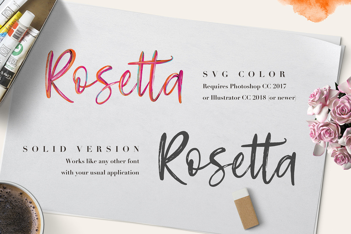 Rosetta SVG Color Font, a Script Font by StereoType | Creative Market