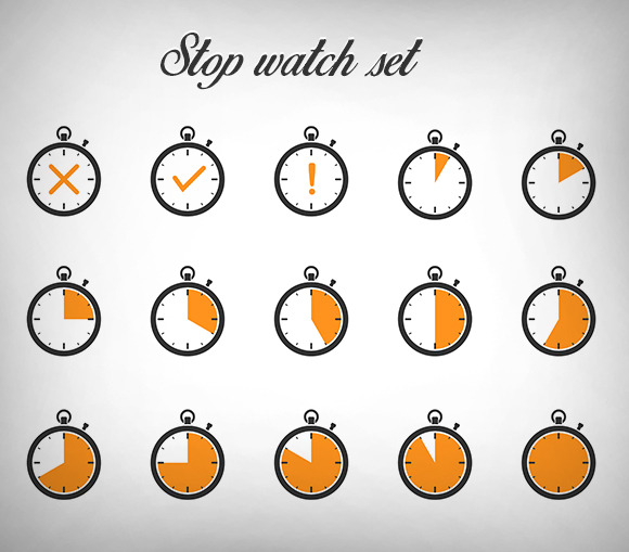 Stopwatch icons vector set, an Icon by Snipergraphics