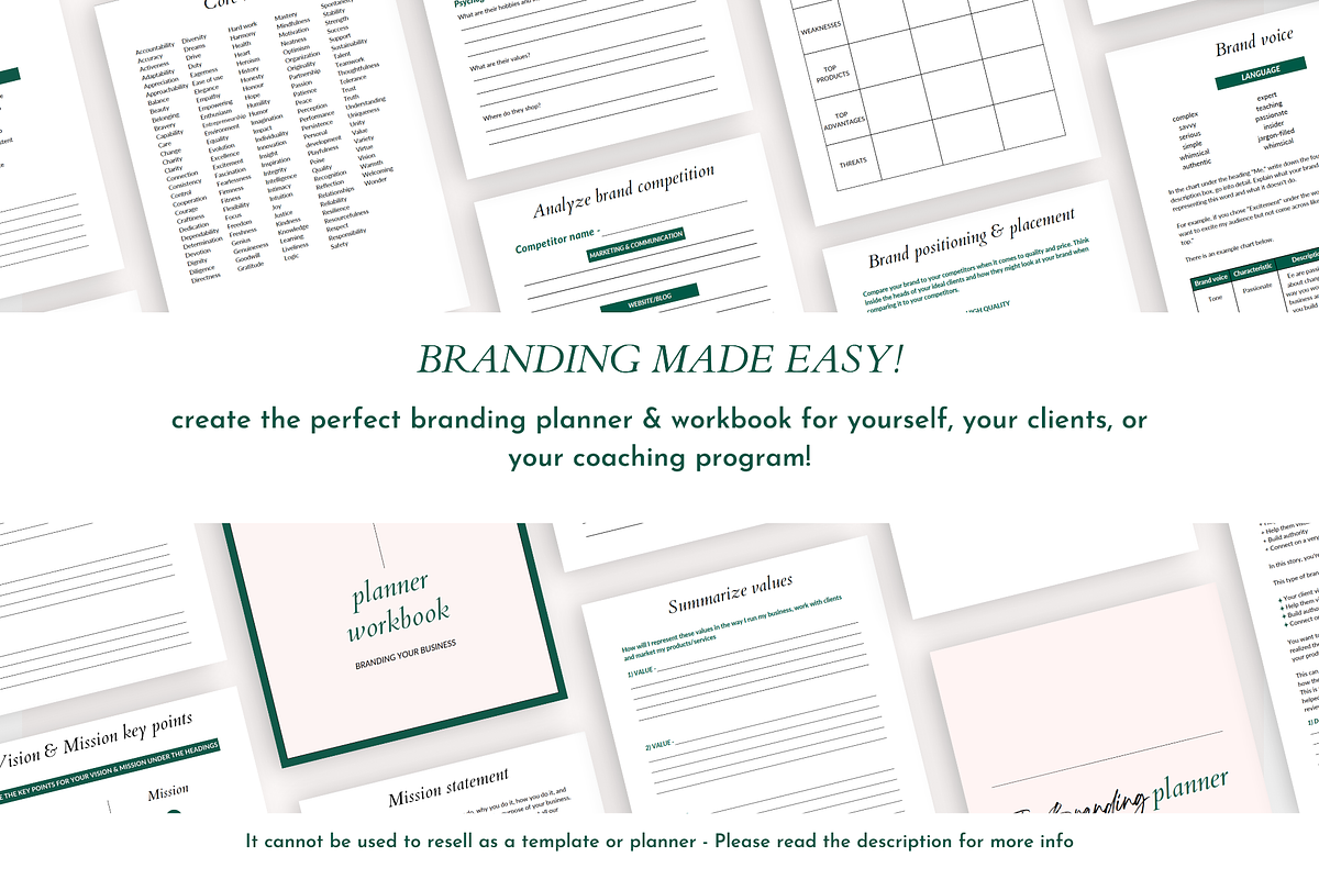 Branding planner & workbook Canva, a Templates & Theme by Cate Creates