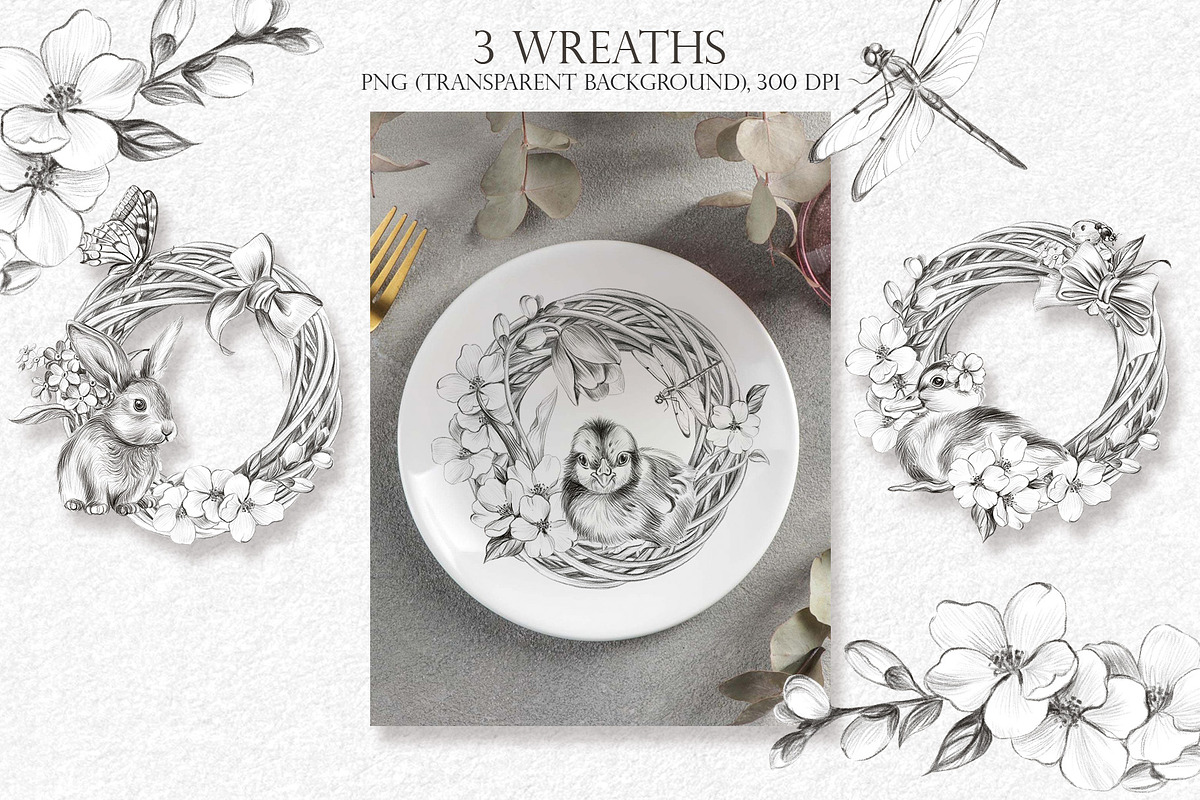 Happy Easter (cute animals), an Animal Illustration by Elena_Sedova