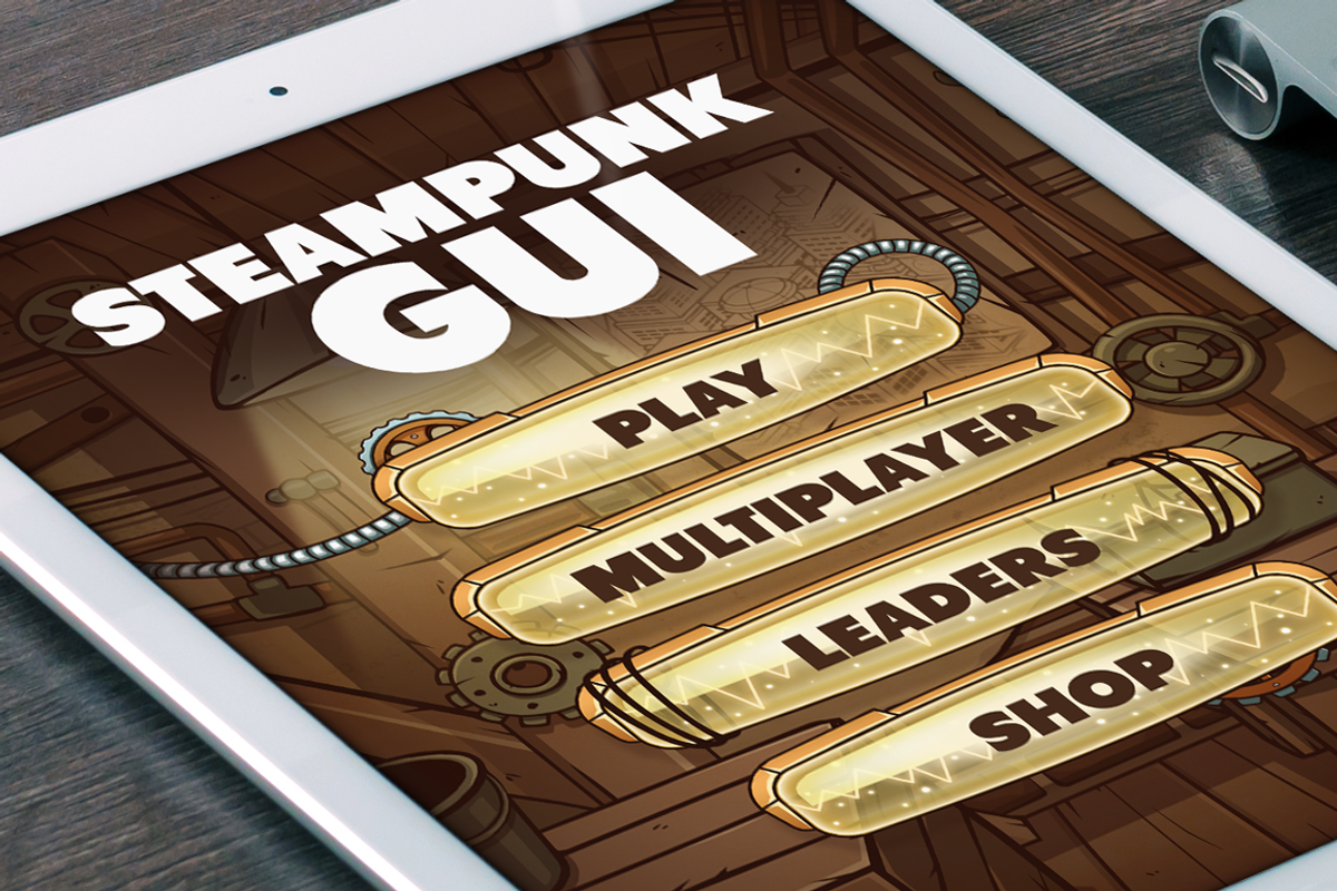 Steampunk GUI with Level Map, an Illustration by wowu