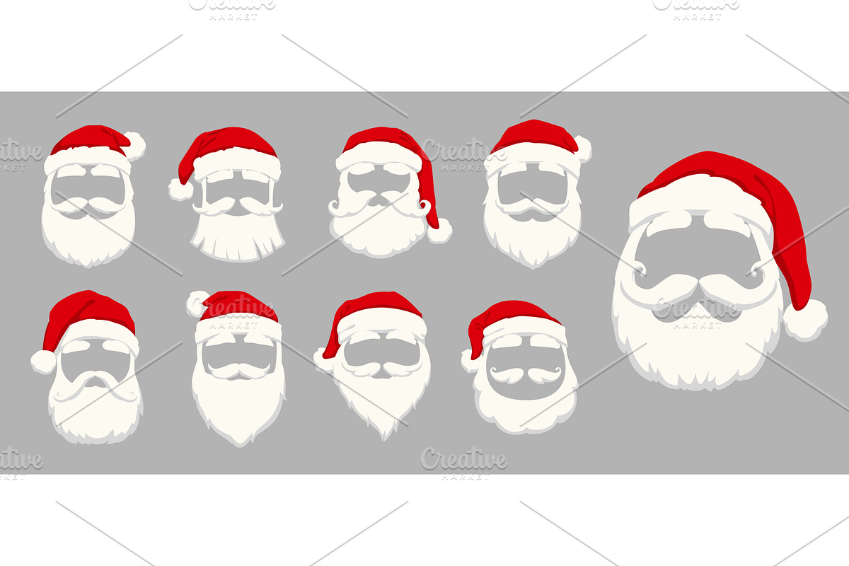 Christmas Santa masks, a Decorative Illustration by Vector Tradition ...