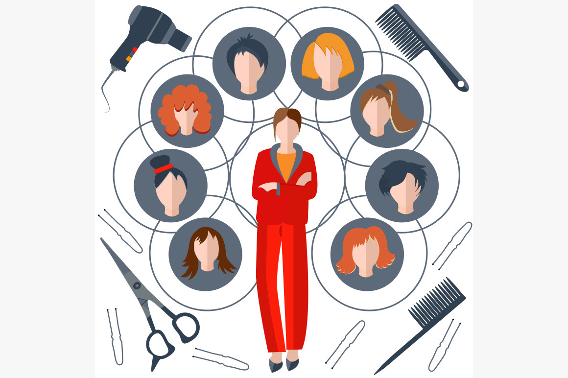 Set hairstyles, girl stylist, an Object Graphic by ARTYuSTUDIO