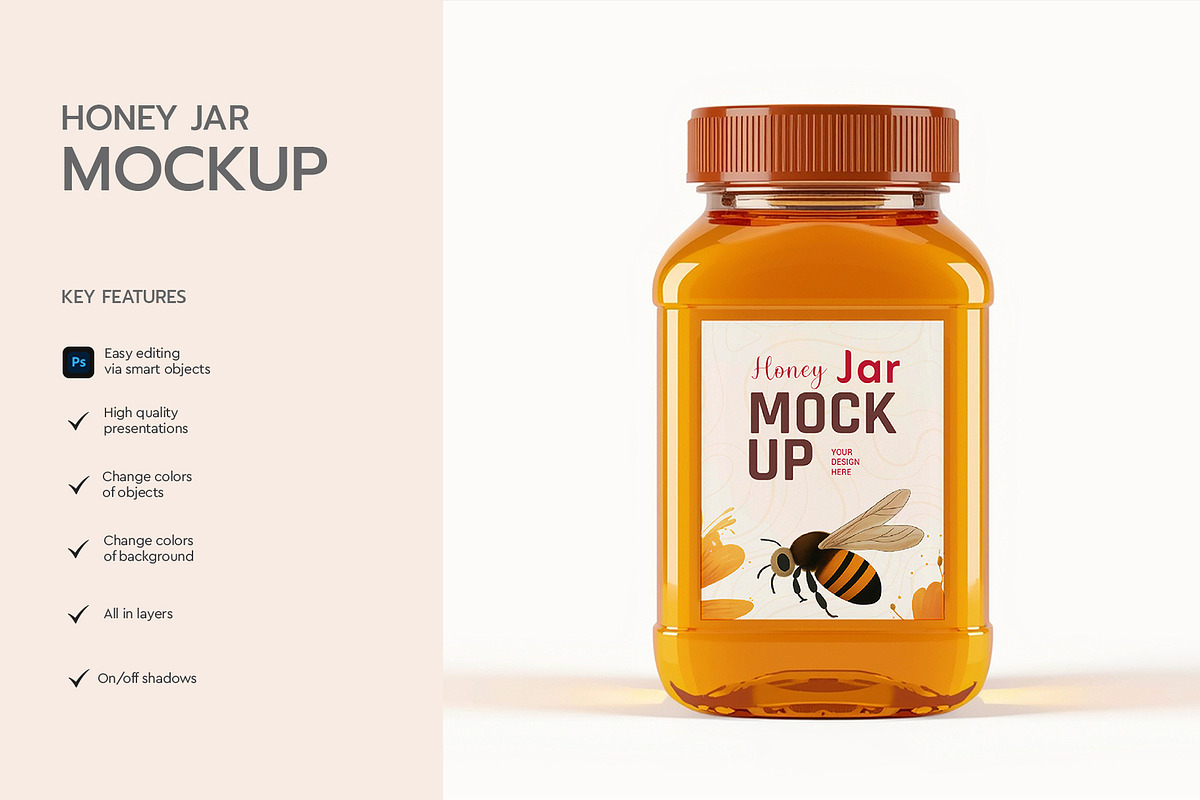 Transparent Honey Container Mockup