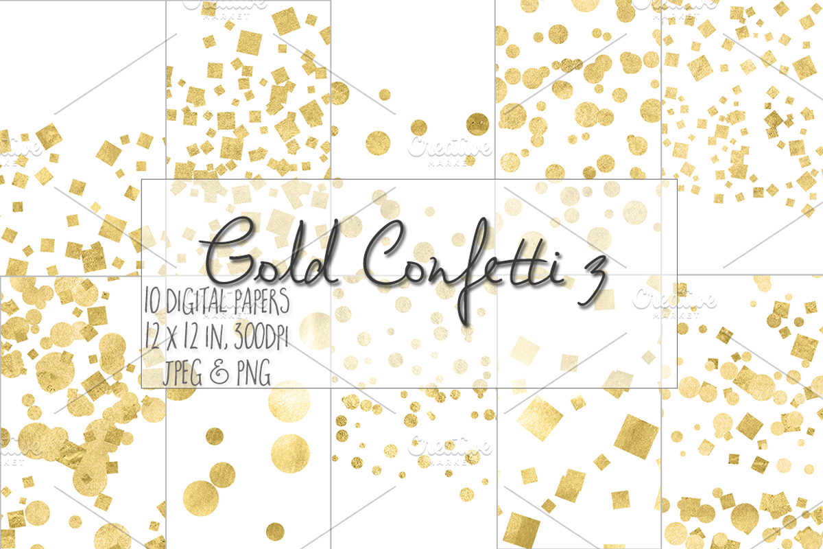 gold confetti digital paper, a Pattern Graphic by TeaBerry