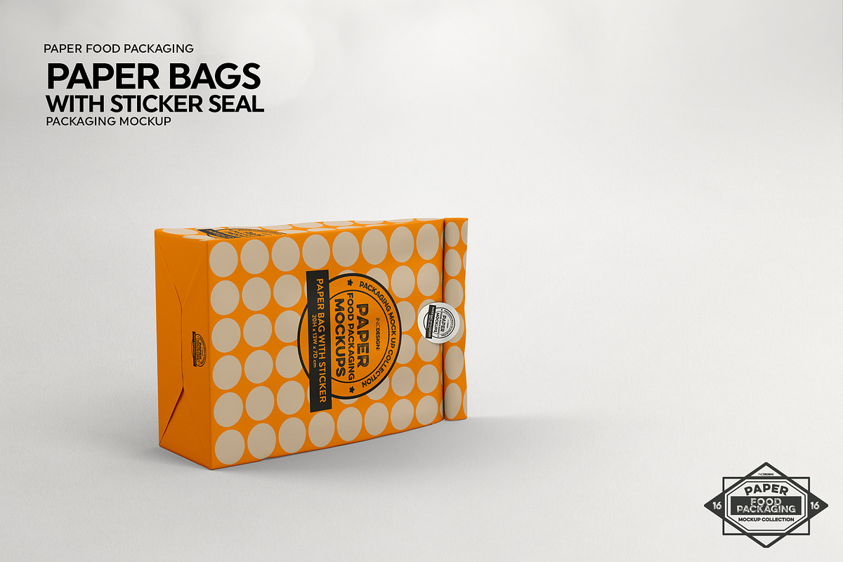 Paper Bags With Sticker Seal Mockup, a Packaging Mockup by INCDesign