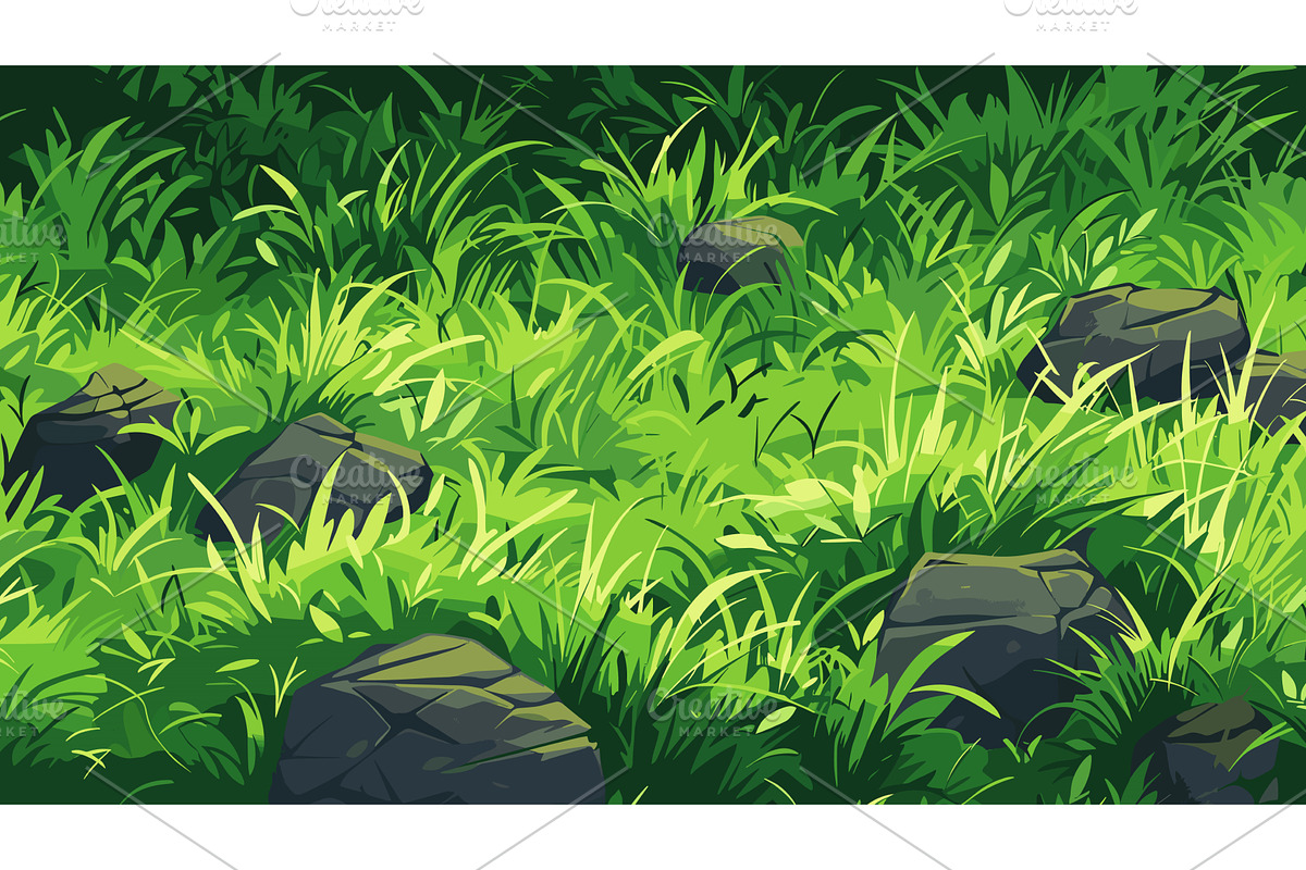 Green Grass Texture Game Background, an Illustration by LadadikArt