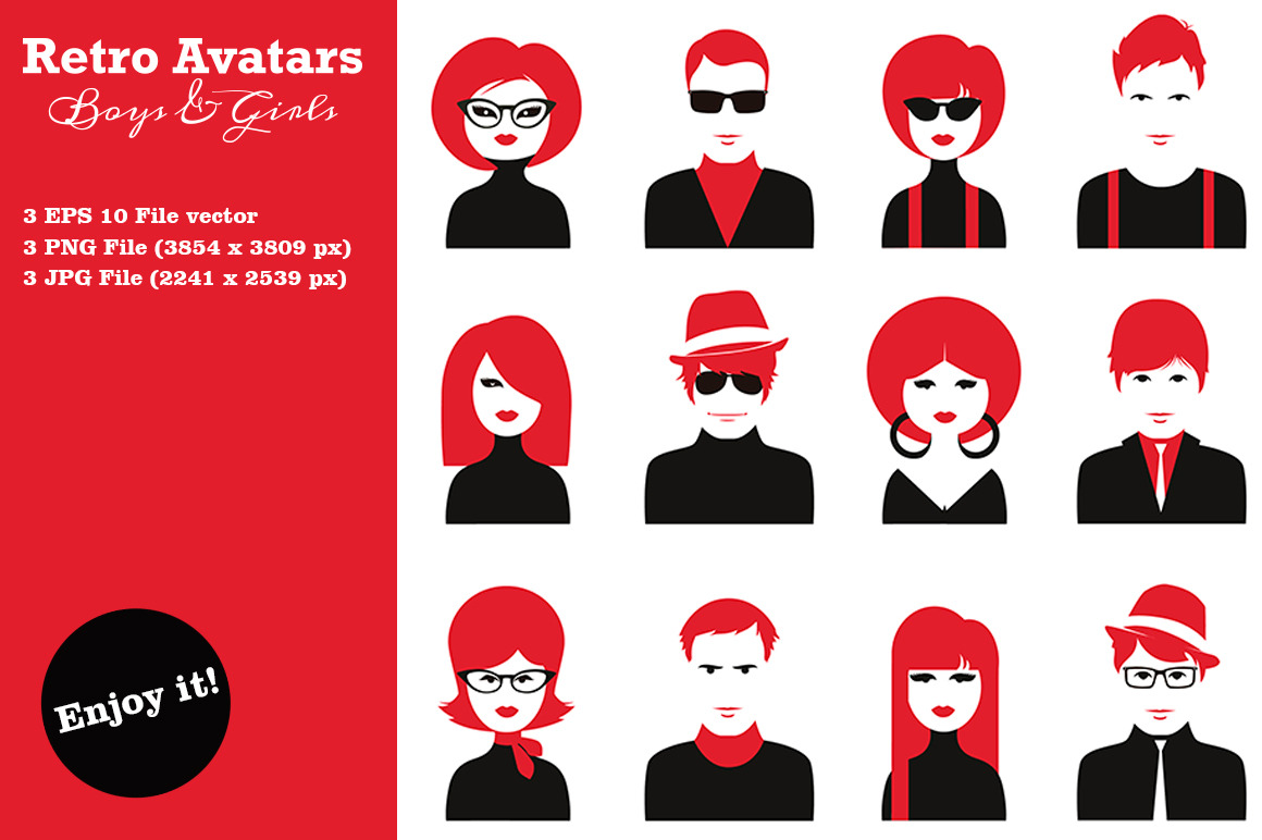 Boys & Girls Retro Avatars, an Icon by La Inspiratriz