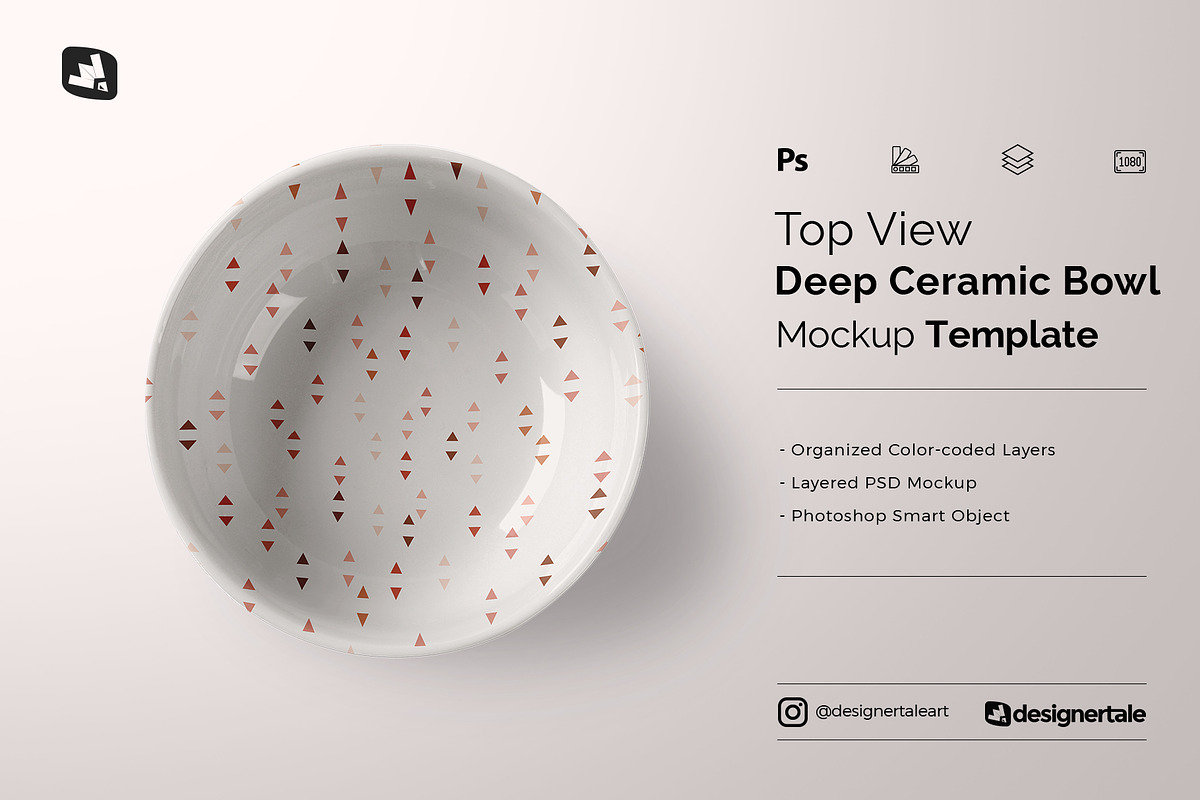 Top View Deep Ceramic Bowl Mockup, a Product Mockup by Designertale
