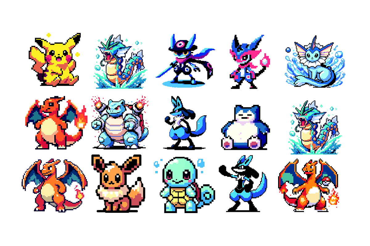 Pokémon Pixel vector, an Animal Illustration by Meoww_Design