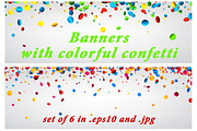 Banners set with colorful confetti, a Decorative Illustration by Vjom