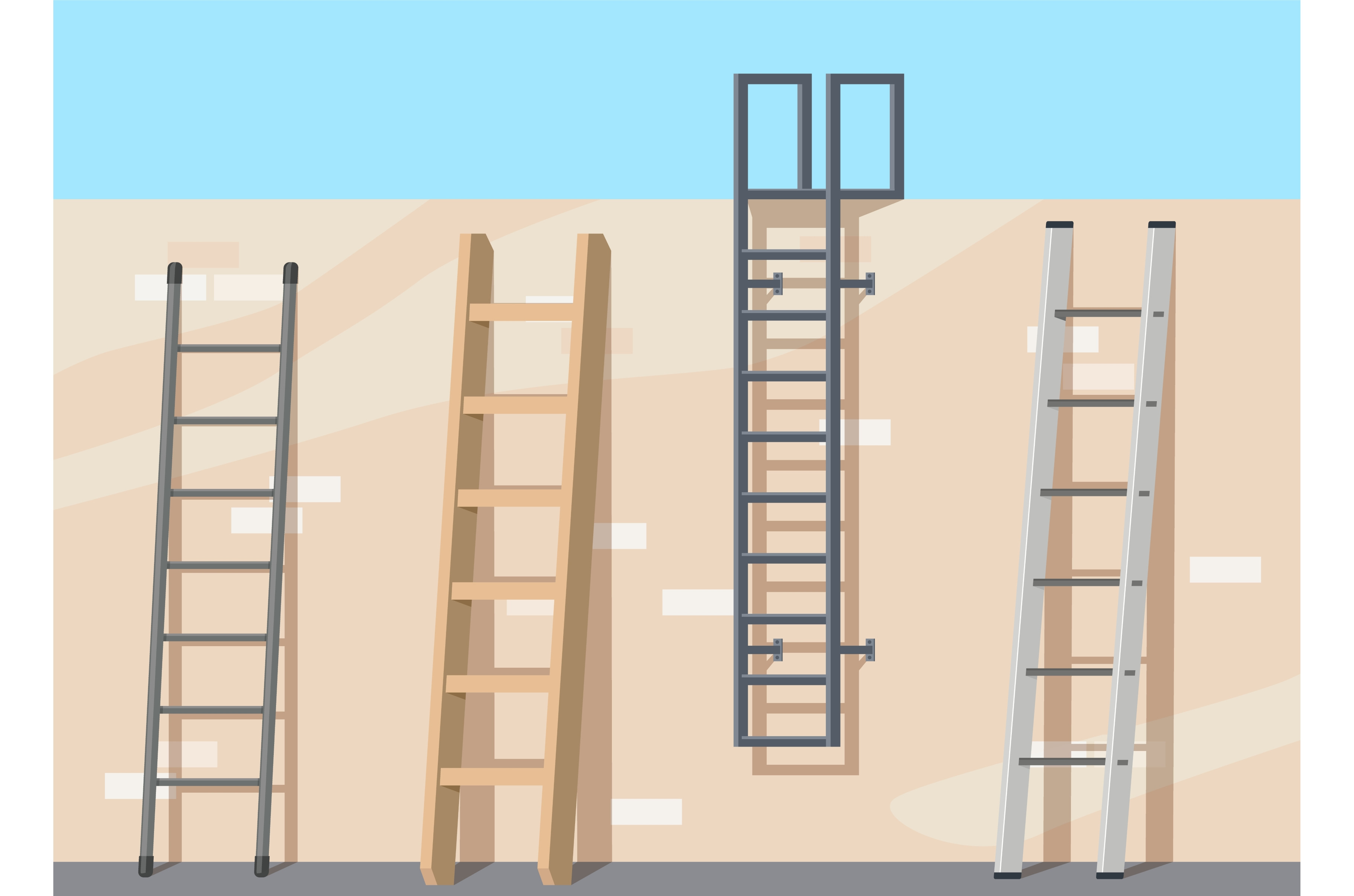 Ladders against wall. False and, an Illustration by YummyBuum