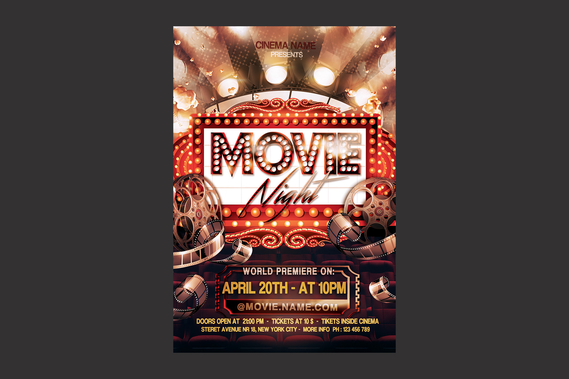 Movie Cinema Flyer, a Flyer Template by DSGraphicDesign | Creative Market