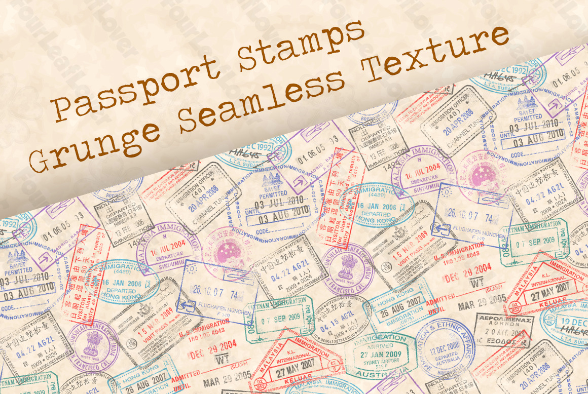 Passport Stamps Seamless Texture, a Texture Graphic by FourLeafLover ...