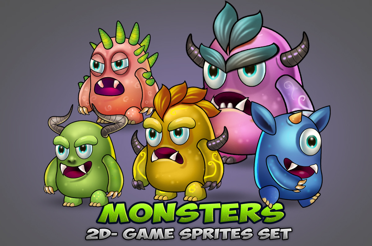 Monster Game Enemies Sprites Set, an Illustration by DionArtworks