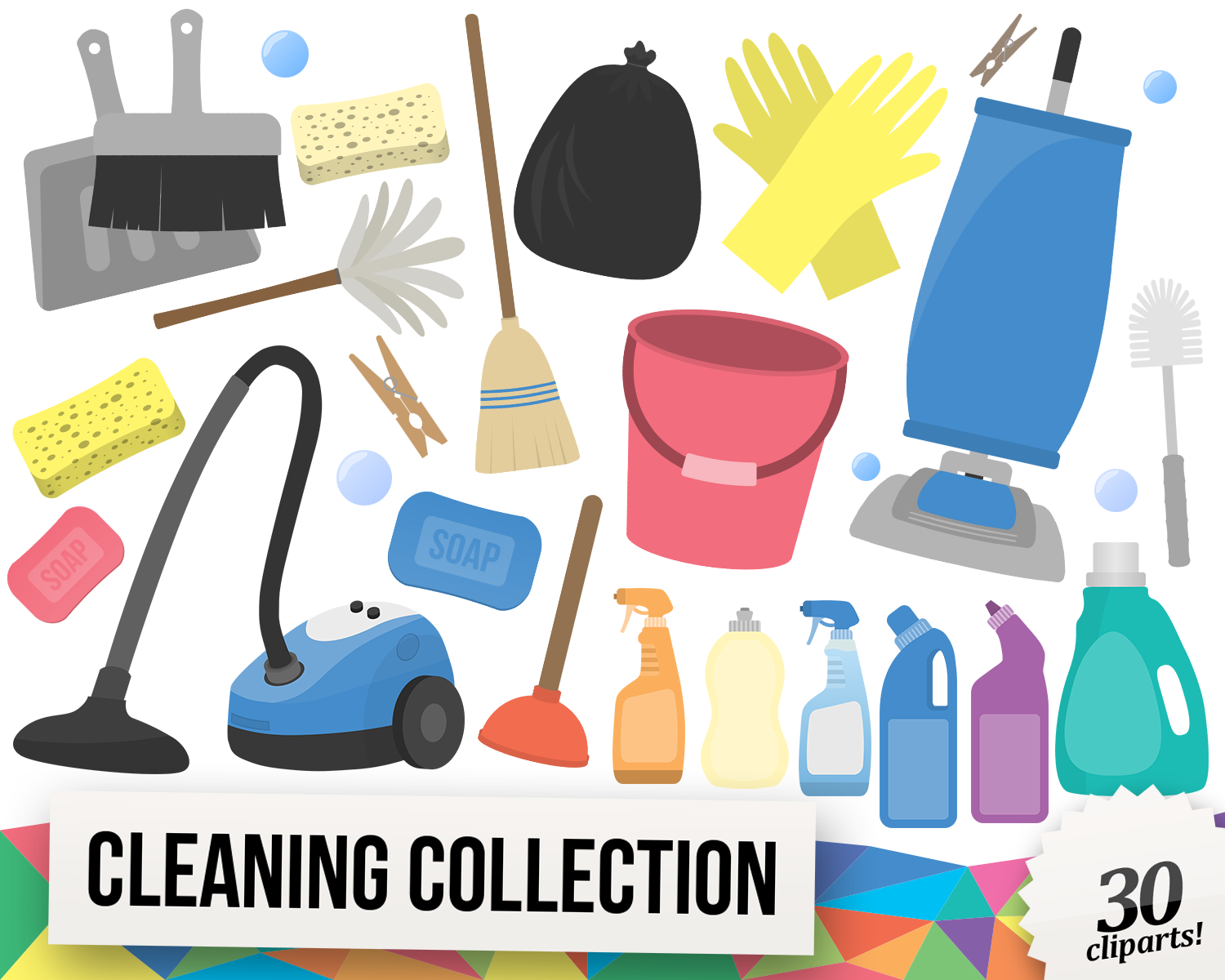 Cleaning Clipart Collection, an Illustration by TheFroggyDoggy