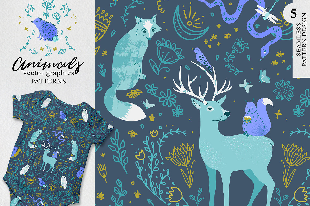 Forest and tropical animals patterns, a Pattern Graphic by WalnutBird