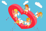 Valentines Day 3d Isometric Angels, a Decorative Illustration by robuart