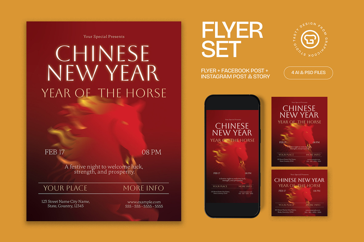 Chinese New Year Year Flyer, a Flyer Template by graphicook