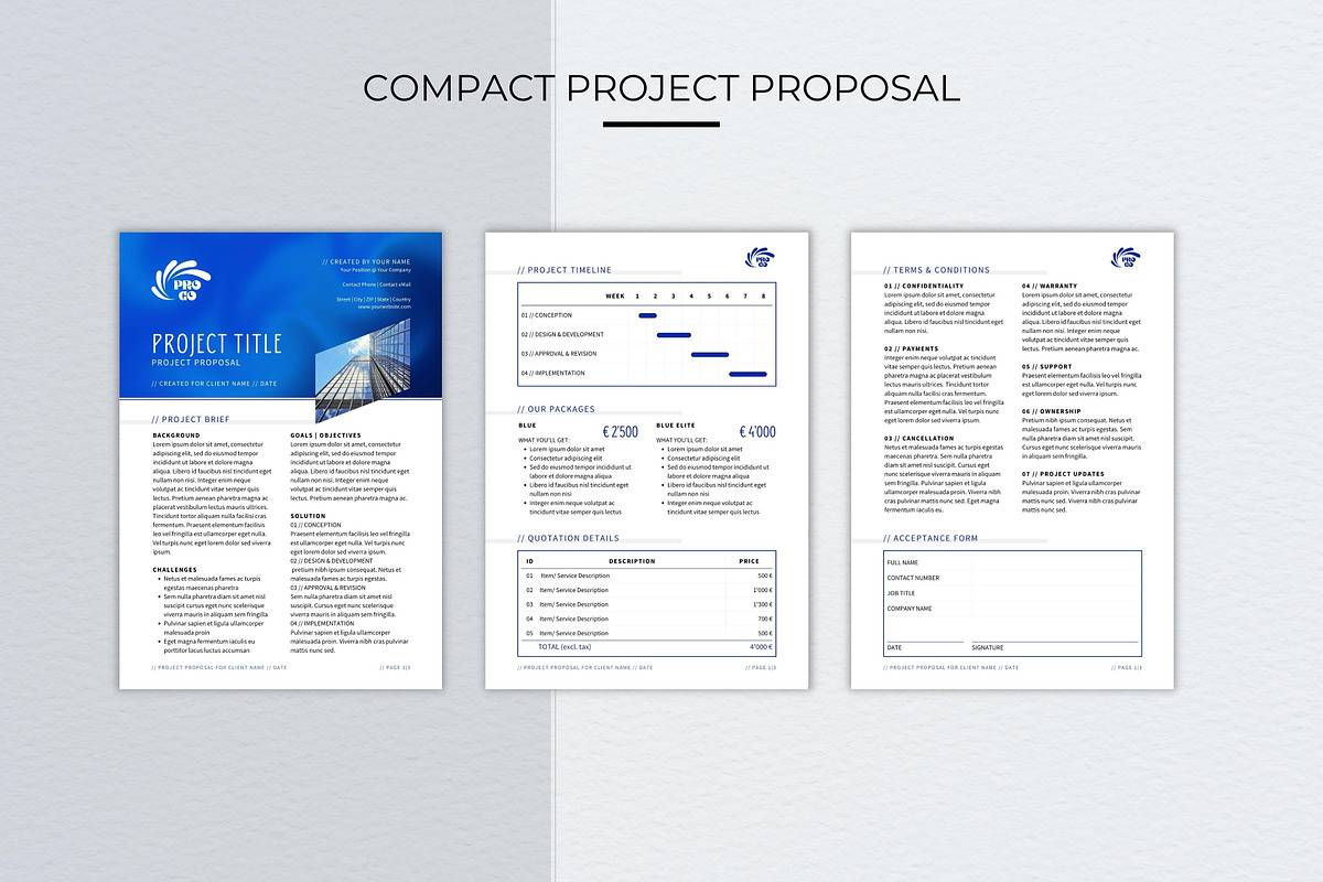 Compact Project Proposal Template, a Magazine Template by B2 Digital Design