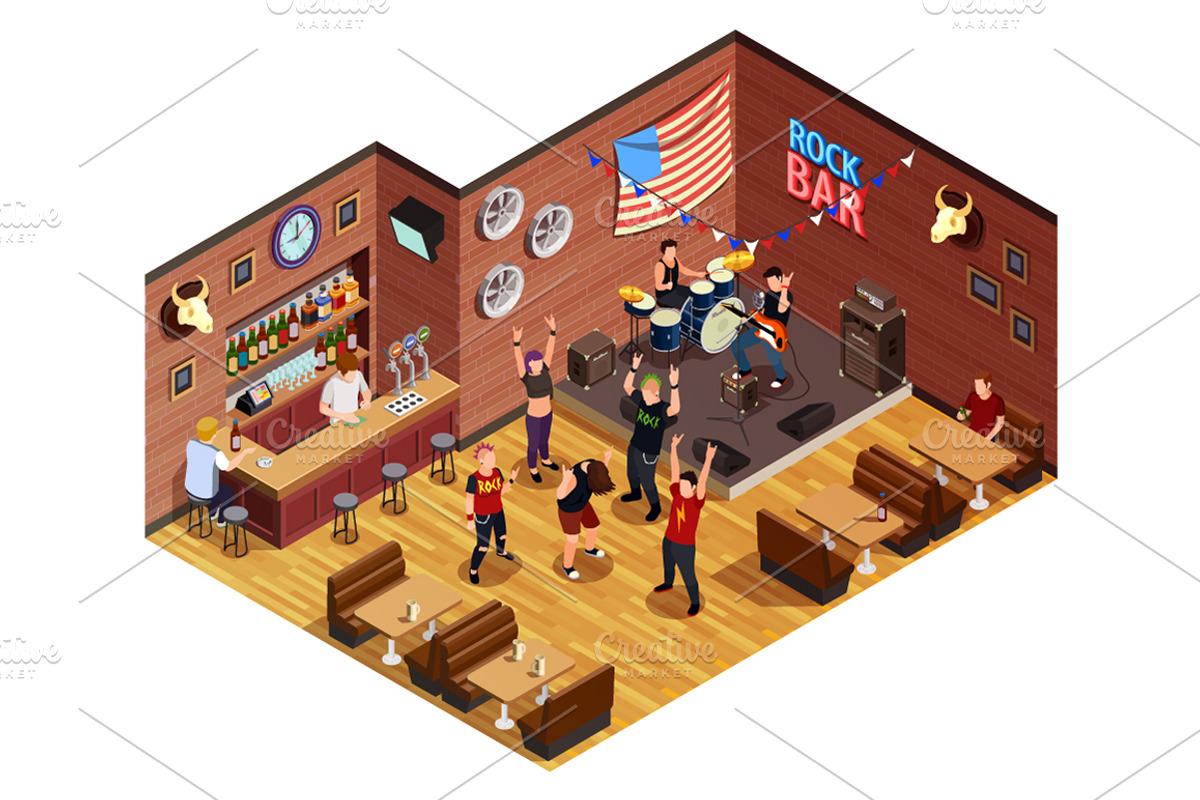 Rock Star Isometric Set, a Decorative Illustration by Macrovector ...