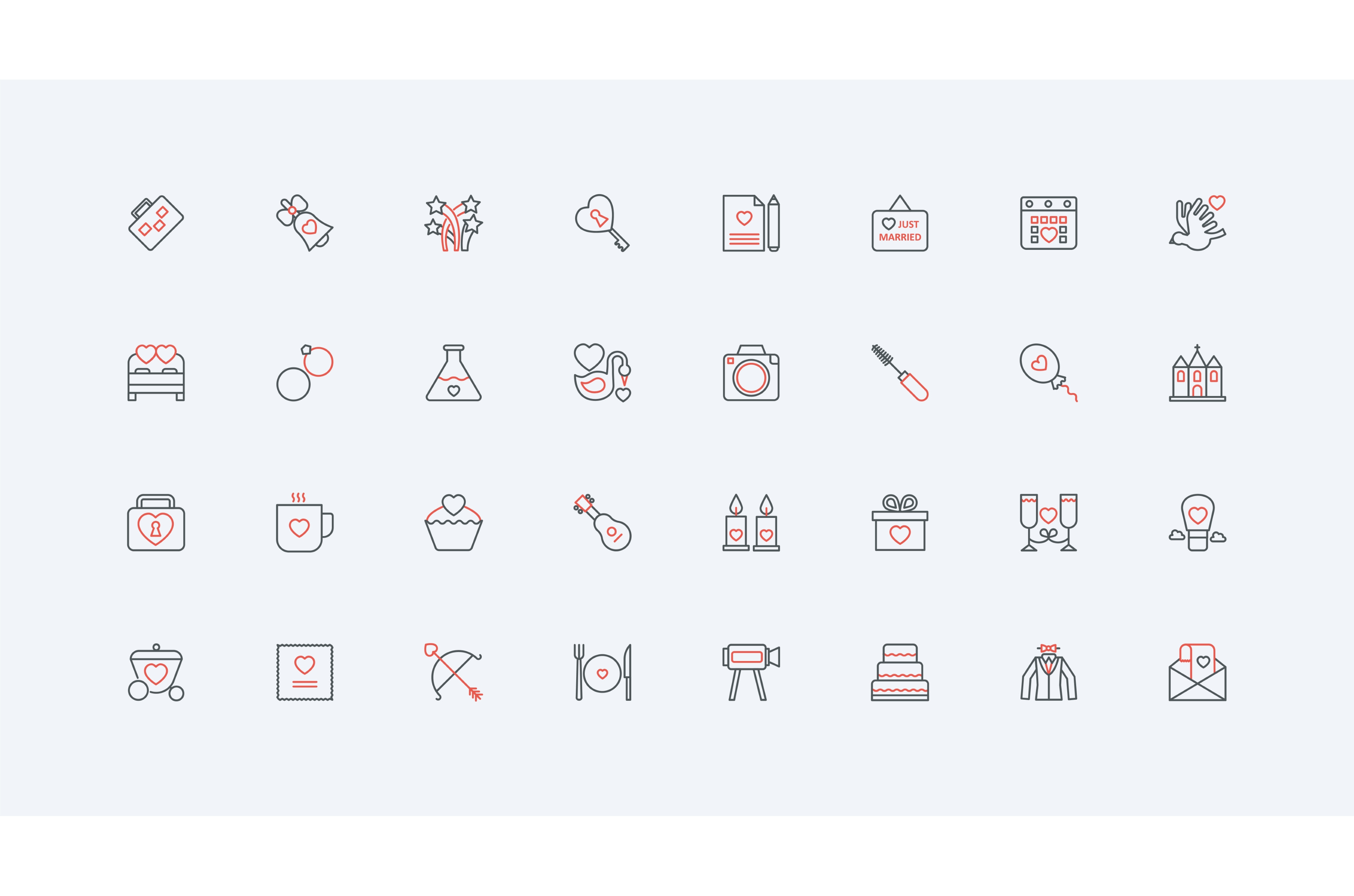 Wedding day marriage rings icons, an Object Illustration by Lemberg Vector