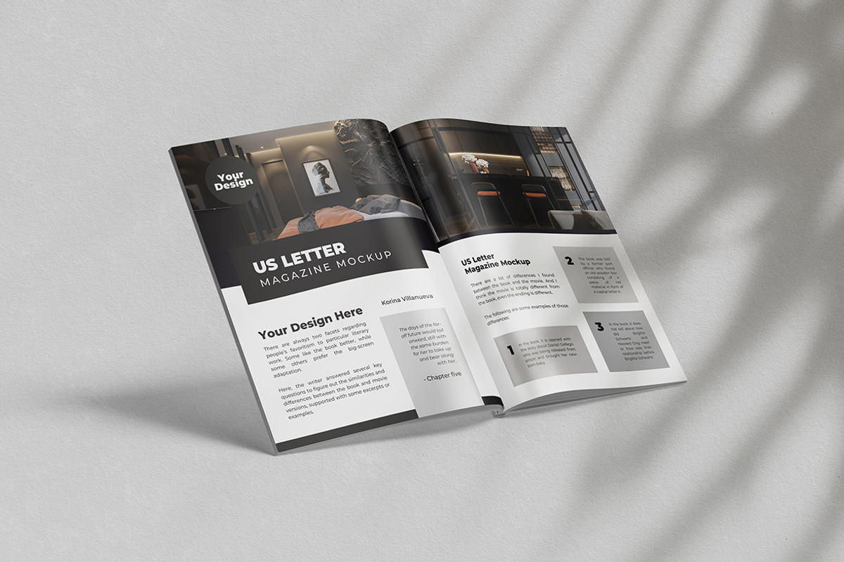 US Letter Magazine Mockup, a Print Template by Indah