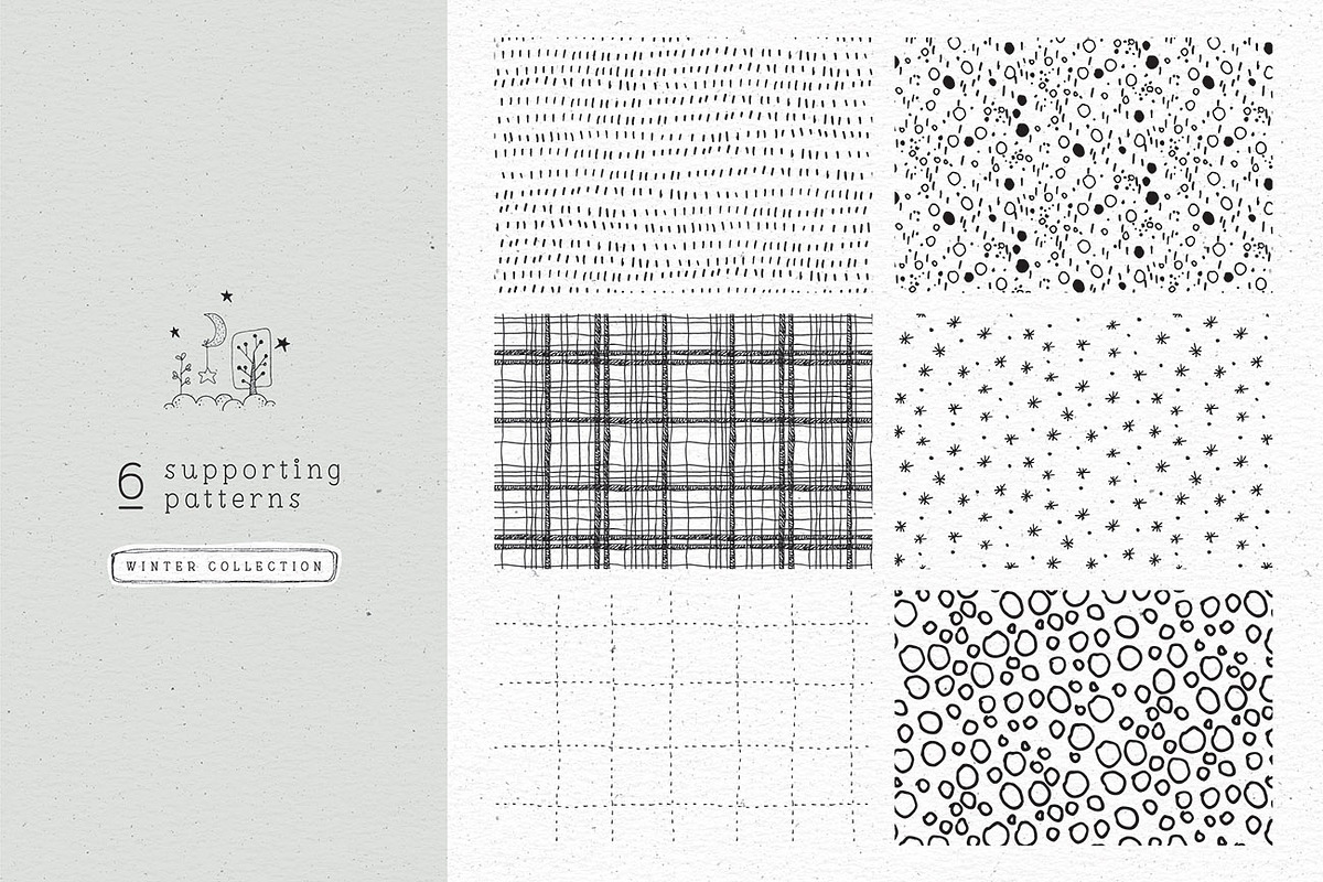 Black & White Winter Patterns, a Pattern Graphic by Lisa Glanz