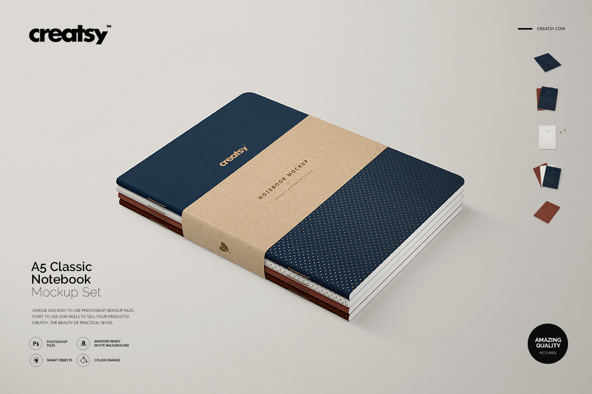 A5 Classic Notebook Mockup Set, a Print Template by creatsy5
