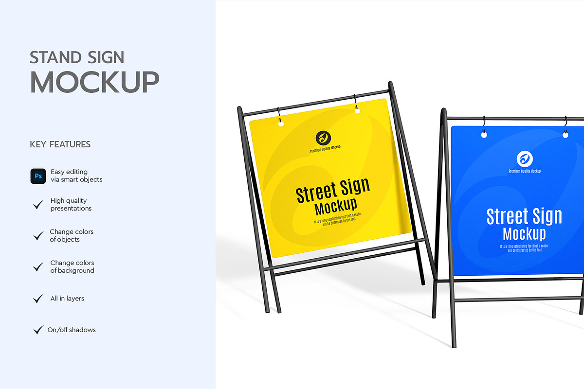 Street Stand Sign Board Mockup