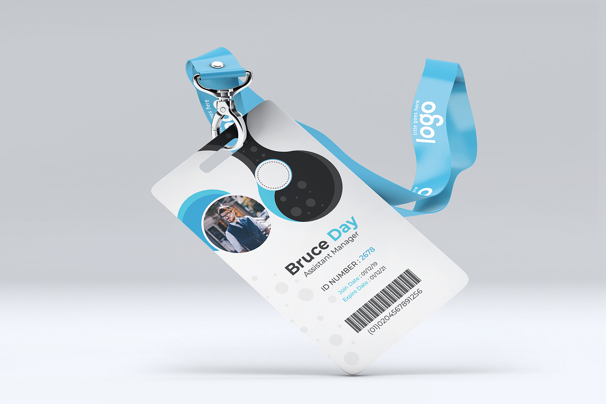 Blue & Black ID Card Design Template, a Stationery Template by ZAAS