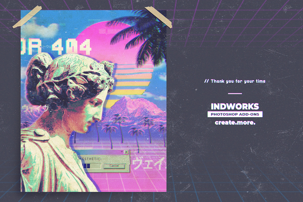 Vaporwave Retro Poster Photoshop Action