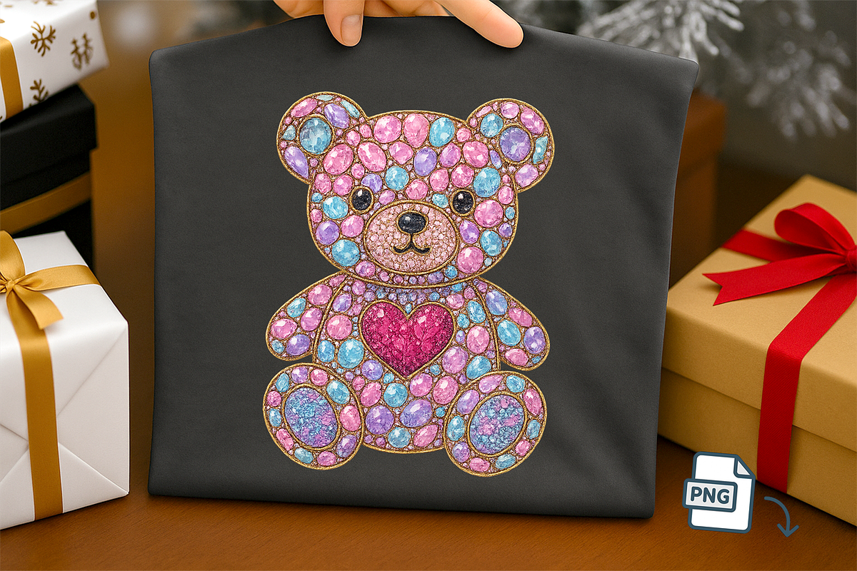 Faux Rhinestone Bear PNG
