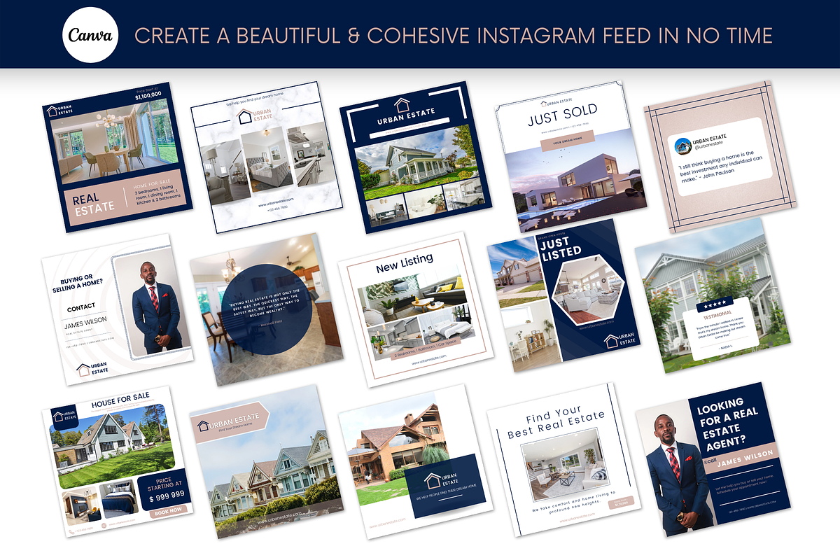 35 Real Estate Canva Templates, a Social Media Template by Viberints