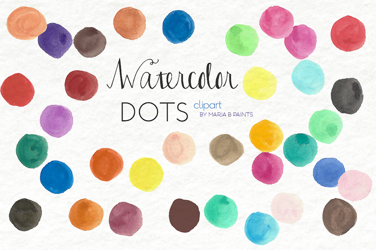 Watercolor Clip Art - Dots, a Decorative Illustration by Maria B. Paints