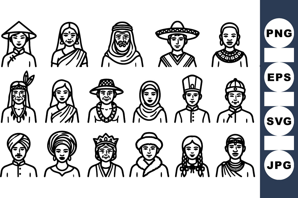 Cultural People Icon Set, an Illustration by designvectx