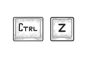 Control Z keys sketch vector, an Object Illustration by AlexArt