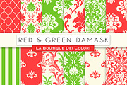Red and Green Damask Digital Paper | Graphic Patterns ~ Creative Market
