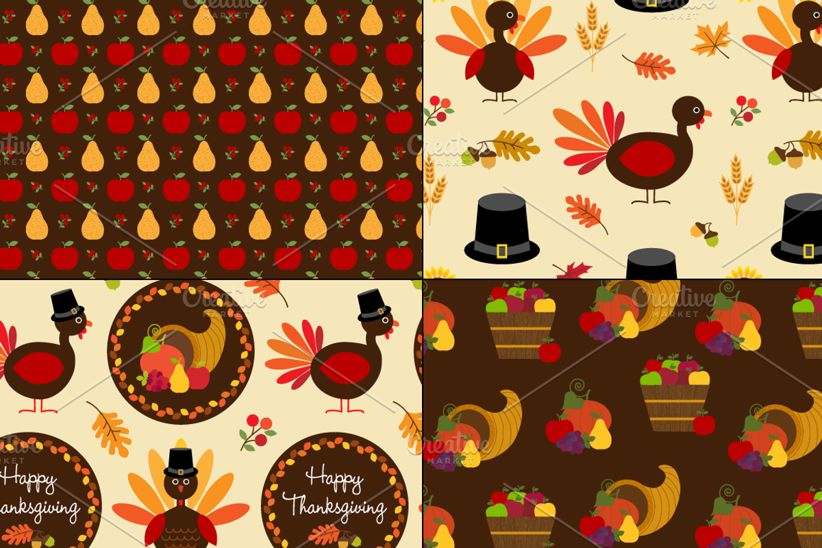 Seamless Thanksgiving Patterns, a Pattern Graphic by Melissa Held Designs