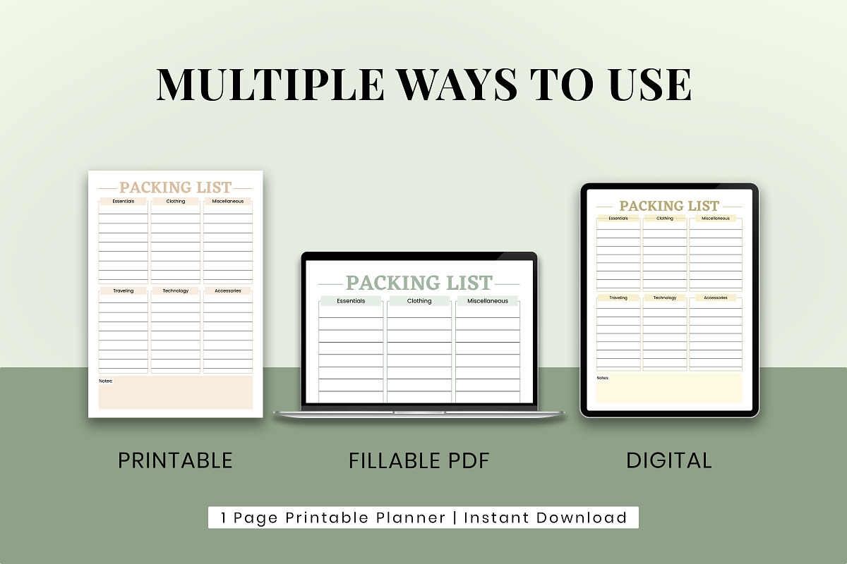Editable Packing List Printable, a Marketing Template by Snapybiz