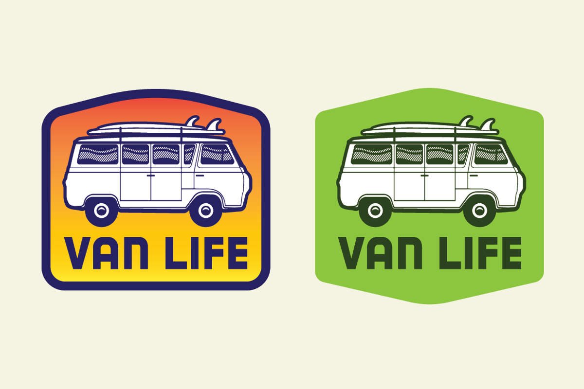 Surf Van + Badges, a Graphic by neilhubert