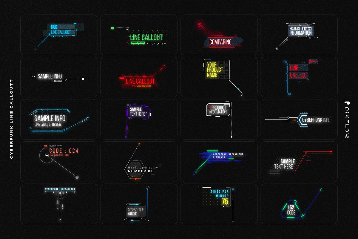 Cyberpunk Line Callouts, an Object Graphic by Pixflow