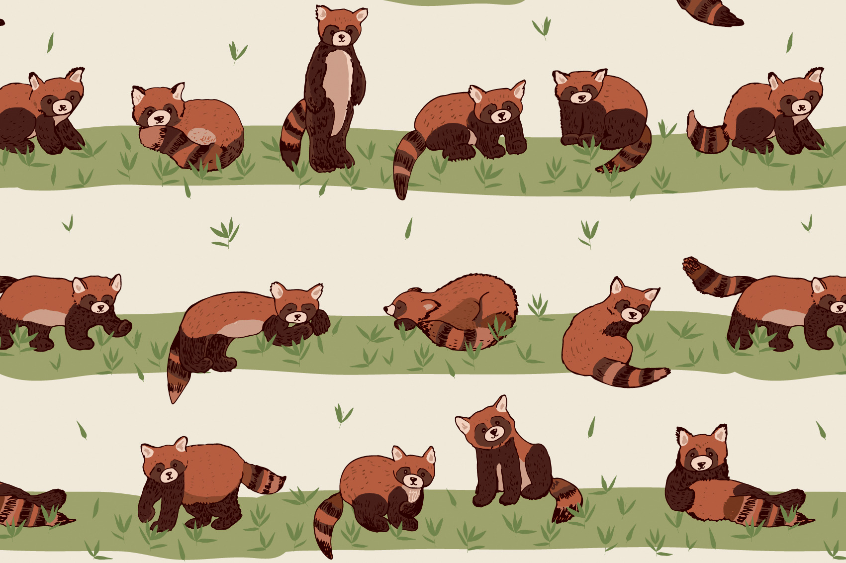 Red Panda illustrations patterns