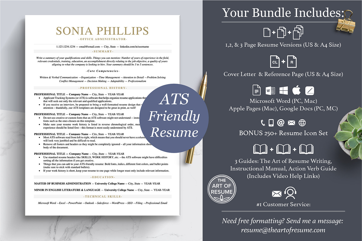 ATS Compatible Resume CV Templates, a Resume Template by The Art of Resume