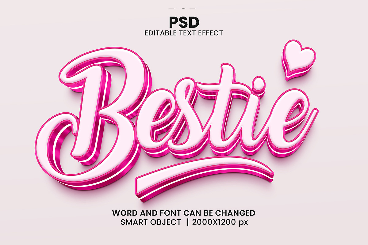 Bestie 3d Editable Psd Text Effect, a Layer Style Add-On by bdrobin