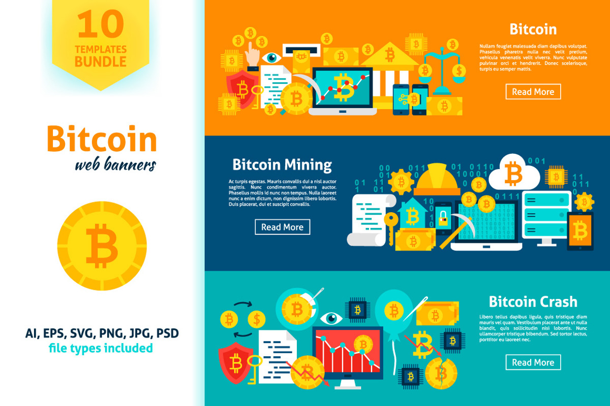Bitcoin Banners, a Finance Illustration by Anna_leni