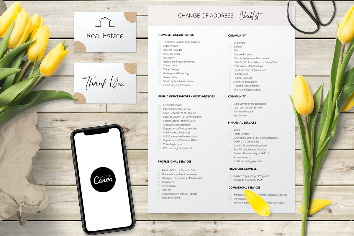 Change of Address Checklist Template | Creative Market