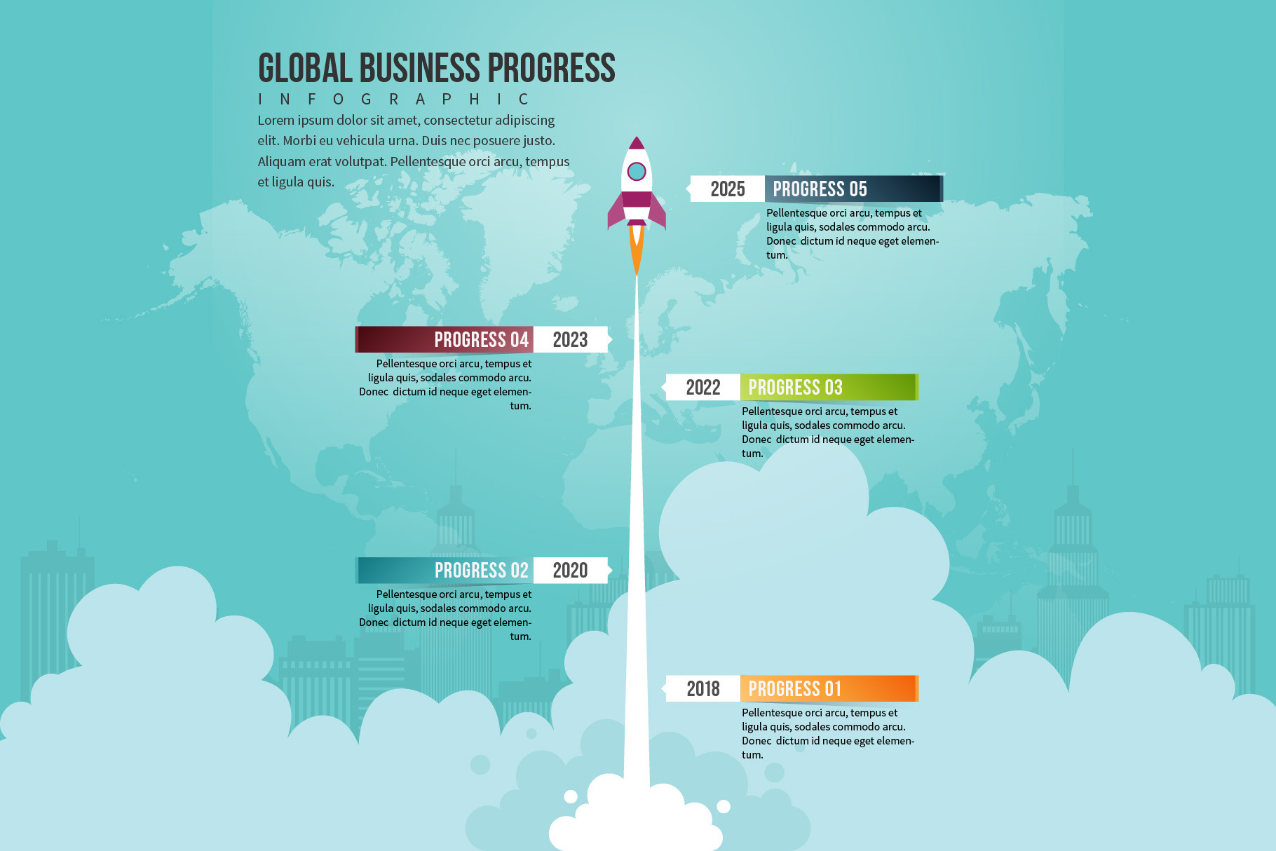 Global Business Progress Infographic, a Templates & Theme by h.utomo