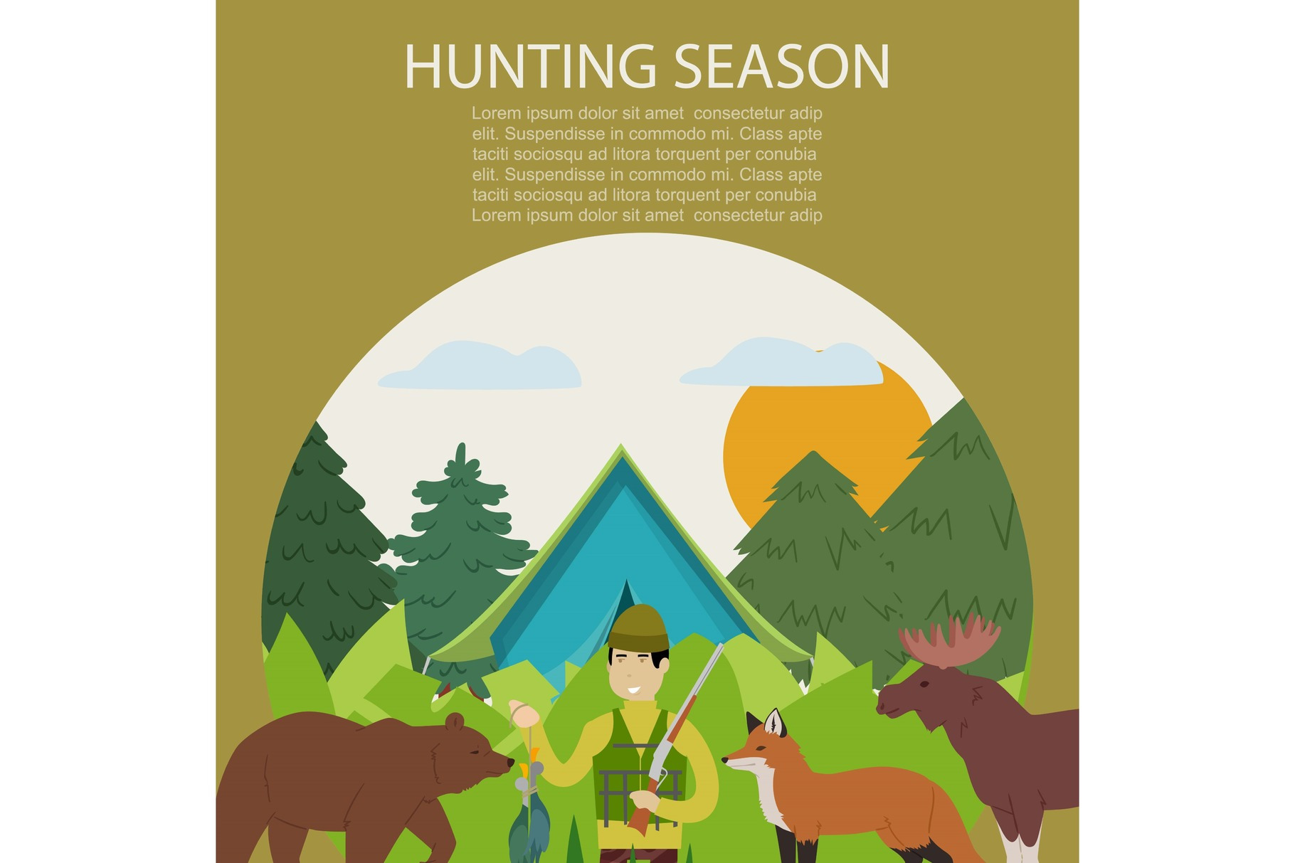 Hunting animals in forest hunt, an Animal Illustration by RocketArt