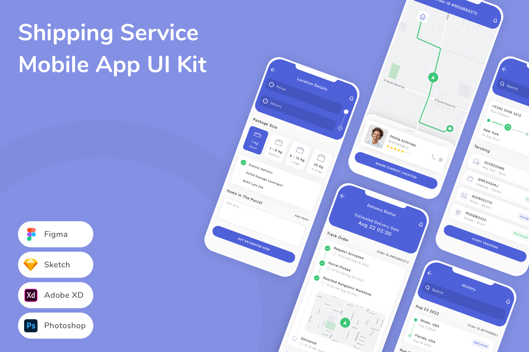 Shipping Service Mobile App UI Kit, an UI Kit Template by Betush